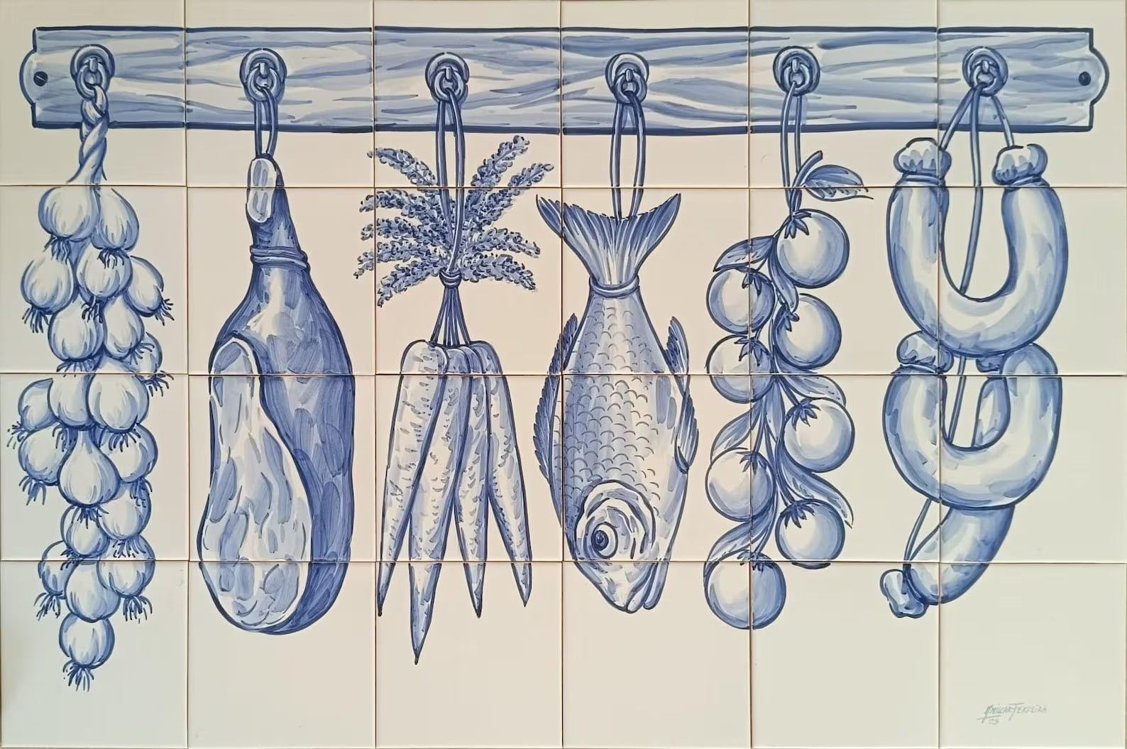 Hanging Foods Kitchen Tile Mural Ref. PT287 | Buy Online – Portuguese Tiles